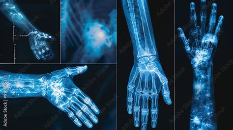 Fotografia Do Stock Composite X Ray Image Of A Hand And Wrist From Multiple Angles Fotografia Do Stock Composite X Ray Image Of A Hand And Wrist From Multiple Angles