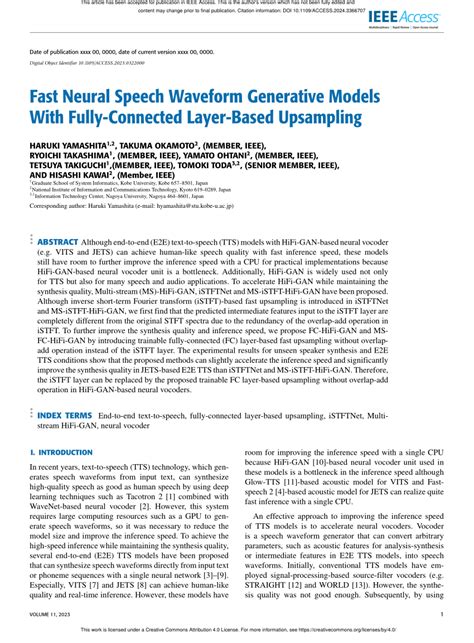 Pdf Fast Neural Speech Waveform Generative Models With Fully Connected Layer Based Upsampling
