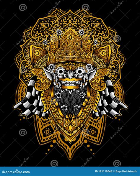 Illustration Vector Barong Bali Culture Icon Form Bali Indonesia With