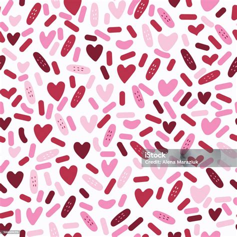 핑크 하트가 귀여운 매끄러운 패턴 흰색 배경에 화려한 낙서 하트 디자인 엽서 인쇄 포스터 파티 발렌타인 데이를위한 준비 템플릿
