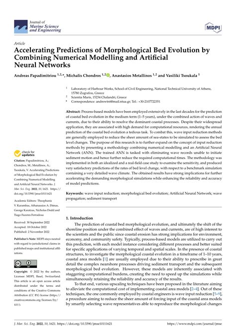 Pdf Accelerating Predictions Of Morphological Bed Evolution By Combining Numerical Modelling