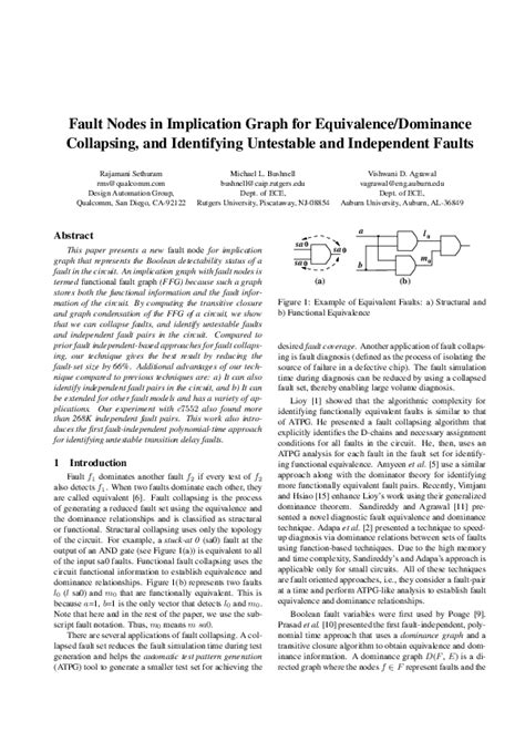Pdf Fault Nodes In Implication Graph For Equivalence Dominance Collapsing And Identifying