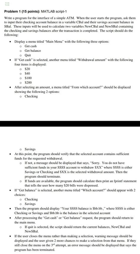 Solved Problem 1 15 Points Matlab Script 1 Write A