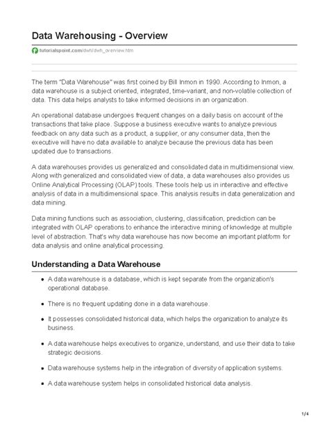 1 Introduction To Data Warehousing 1 Data Warehousing Overview