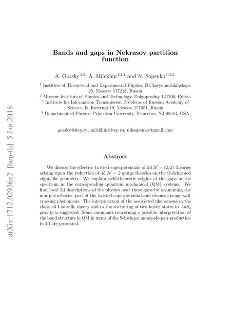 pdf bands and gaps in nekrasov partition function