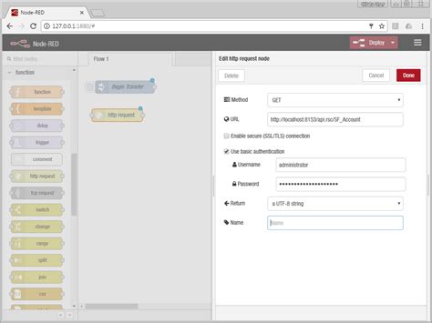 Node Red Flow New Salesforce Accounts Add Or Update Quickbooks Online