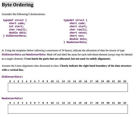 solved byte ordering consider the following c declarations
