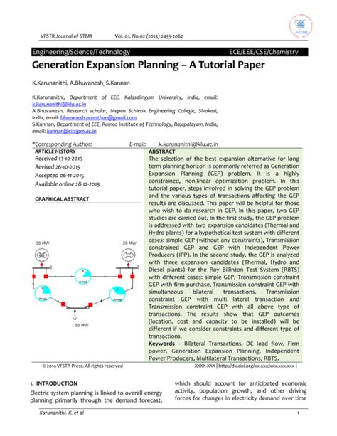 Generation Expansion Planning A Tutorial Paper