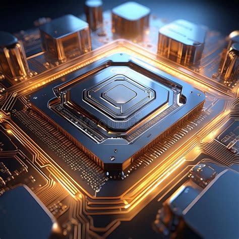 Chip Microchip Electronic Circuit Board Close Up Central Computer Processors Generative Ai