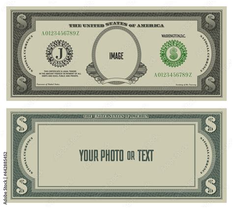 Sample Obverse And Reverse Of Fictional Paper Money In The Style Of Us