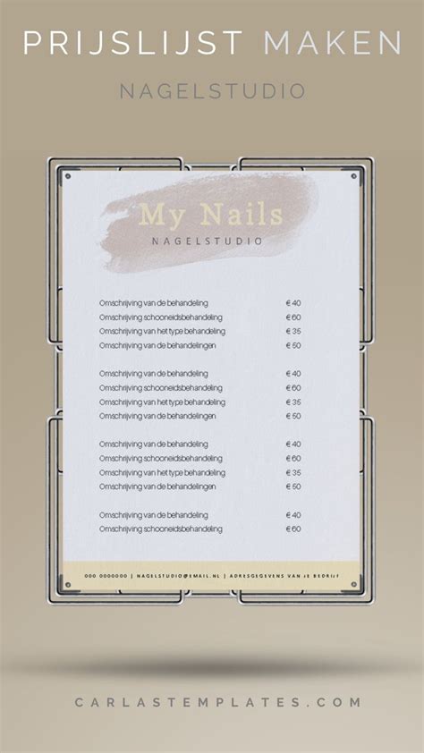 Prijslijst Nagelstudio Gratis Voorbeeld Template Microsoft Word Artofit