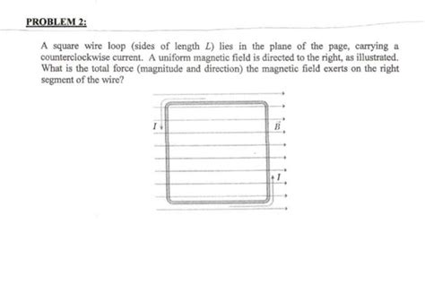 Solved PROBLEM 2: A square wire loop (sides of length L) | Chegg.com