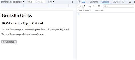 Html Dom Console Log Method Geeksforgeeks