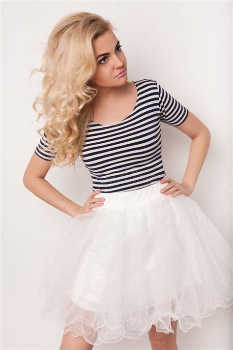 Beautiful Happy Blond Girl In The Dance Have Fun Stock Image Image