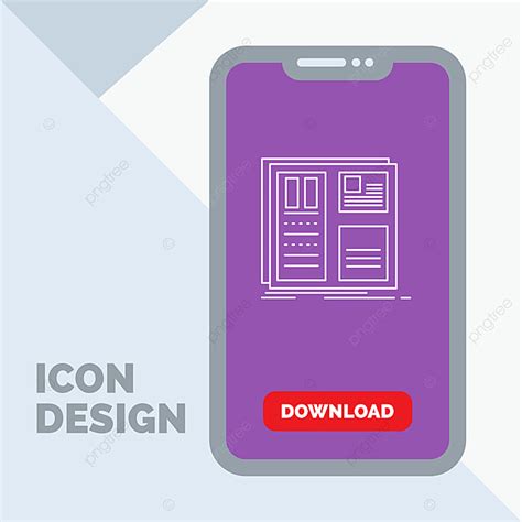 Design Grid Interface Layout Ui Line Icon In Mobile For Down Mobile