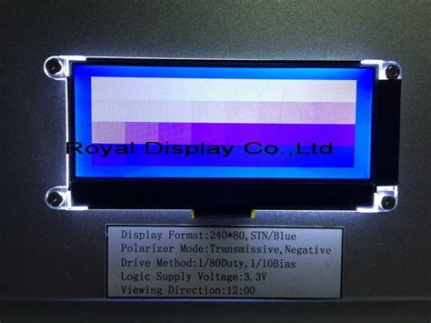 Custom Fstnstn 240x80 Dot 33v Positive Transflective St7529 Cog Lcd Display