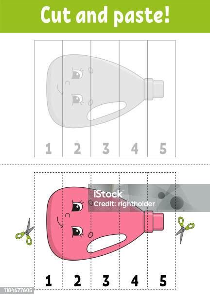 학습 번호 잘라 접착제 교육 개발 워크 시트 아이들을위한 게임 활동 페이지 재미있는 캐릭터 유치원 수수께끼 플랫 절연 벡터 그림입니다 귀여운 만화 스타일입니다 개념에 대한