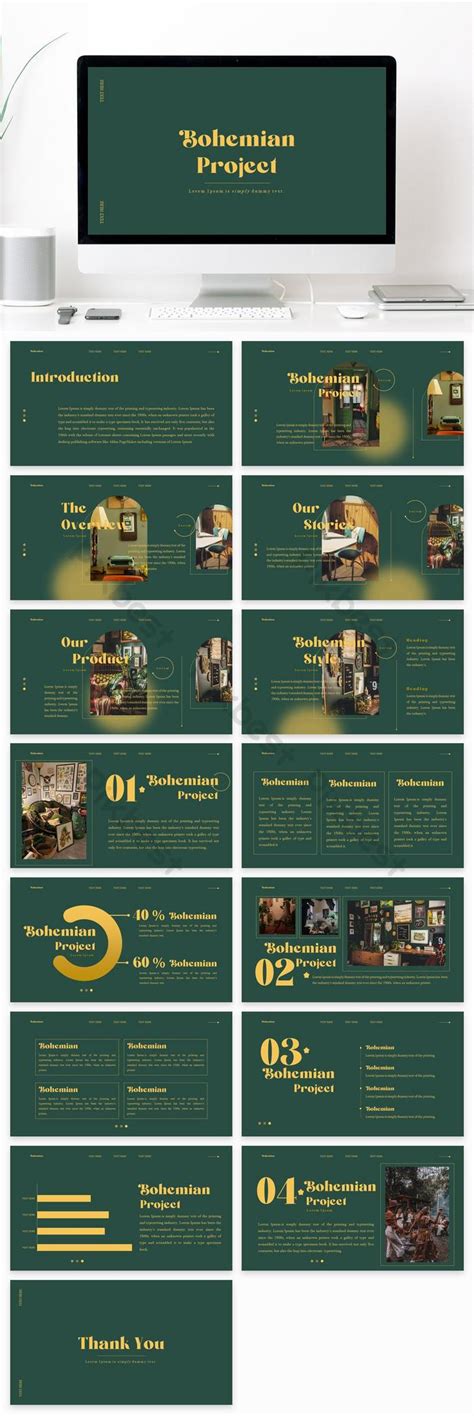 Bohemian Project Powerpoint Template Green Powerpoint Pptx Template Free Download Pikbest