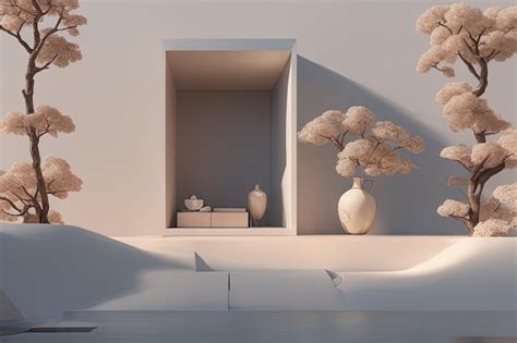 Premium Ai Image 3 D Rendering Of A Modern House With A Plant3 D