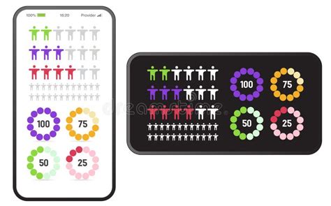 application with infographics elements and objects set in user