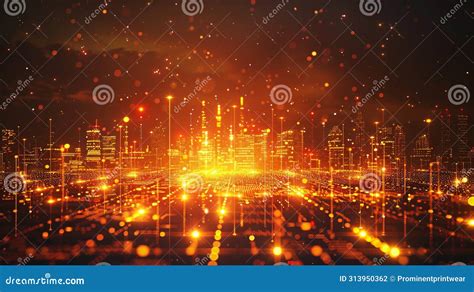 Abstract Digital Network Background With Glowing Connections And Polygonal Lines Stock