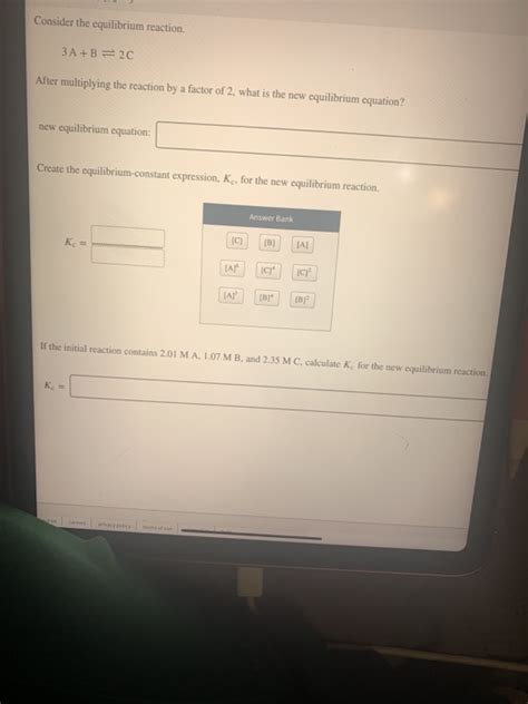 Solved Consider The Equilibrium Reaction 3a B 2c After