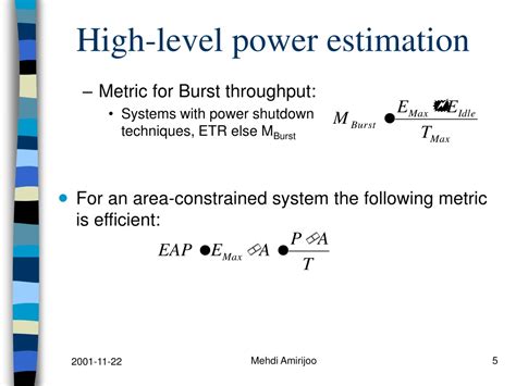 ppt power estimation techniques for embedded systems optimization