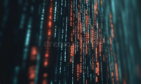 Digital Matrix Code Display With Glowing Red And Blue Characters Futuristic Technology
