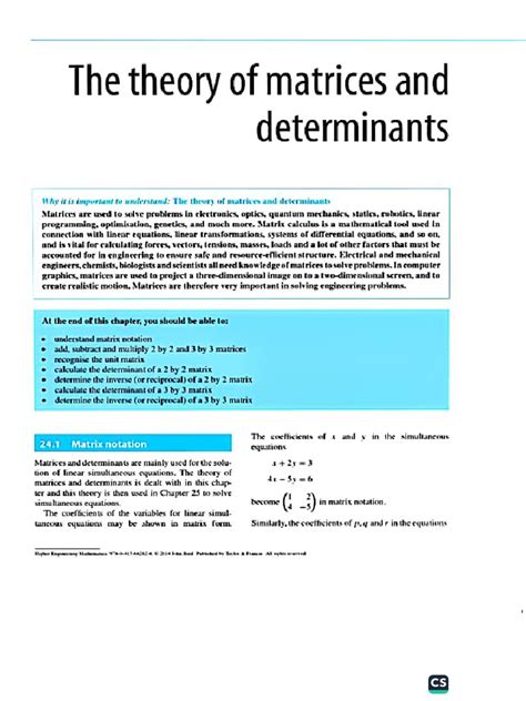 Mathematics Matrices And Applications Of Matrices Pdf