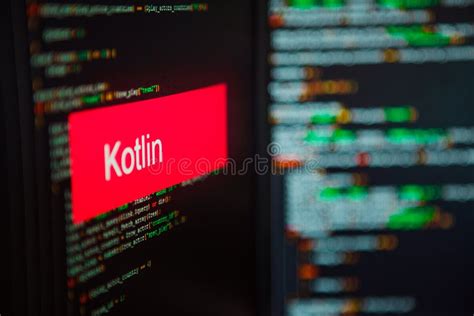 Programming Language Kotlin Inscription On The Background Of Computer