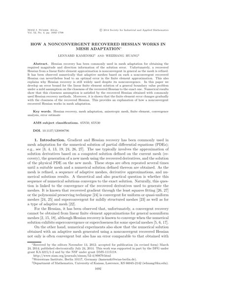 Pdf How A Nonconvergent Recovered Hessian Works In Mesh Adaptation