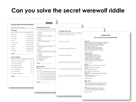 Can You Solve The Secret Werewolf Riddle Teaching Resources