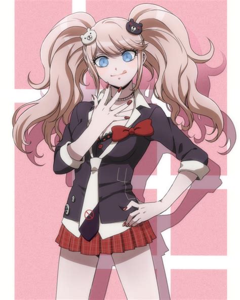 Safebooru 1girl Blue Eyes Dangan Ronpa Enoshima Junko Hair Ornament Hand On Hip Highres Long