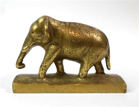 Vintage Solid Brass Elephant Figurine On Base Trunk Down Longevity 275