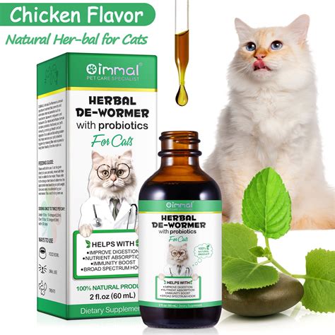 Oimmal Liquid Dewormer For Cats Natural Herbal De Wormer With