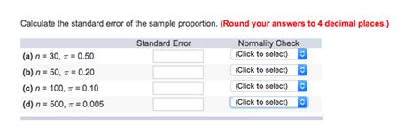 Solved Calculate The Standard Error Of The Sample Chegg