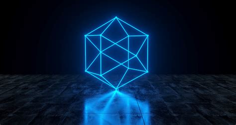 기하학적 미래 공상 과학 네온 기본 낮은 폴 리 영역 빛 어두운 그런 지 콘크리트 표면 3 차원 렌더링 0명에 대한 스톡 사진 및 기타 이미지 Istock