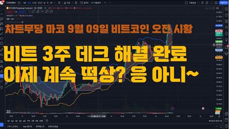 9월 9일 비트코인 오전 시황 비트 3주차트 데크 해결완료 이제 계속 떡상 응 아니 아직 멀었어 마코 리플 이더리움