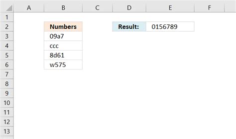 sort and return unique distinct single digits from cell range