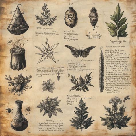 Vintage Botanical Illustrations With Insects And Scientific Annotations