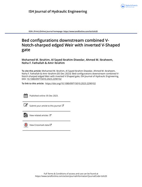 pdf bed configurations downstream combined v notch sharped edged