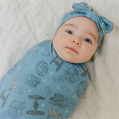 Knit Swaddle Blanket Starships Copper Pearl