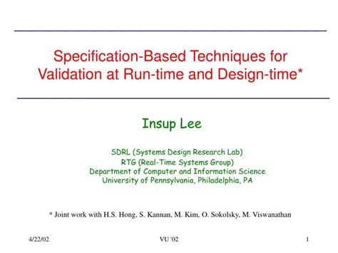 Ppt Specification Based Techniques For Validation At Run Time And