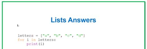 Python Arrays Lists Including Challenges And Solutions Teaching