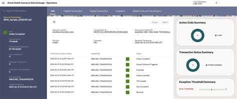 Inbound Transmission Info Oracle Health Insurance Data Exchange Cloud Service