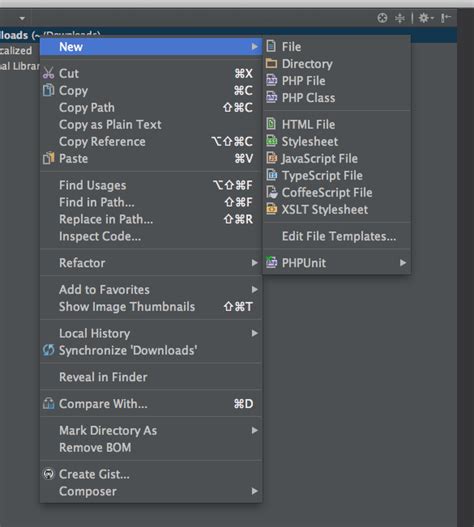 Phpstorm Add File Type To The New Dialog Stack Overflow