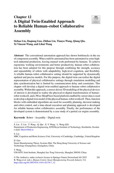 Pdf A Digital Twin Enabled Approach To Reliable Humanrobot