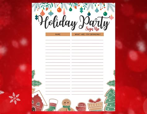 Employee Holiday Party Sign Up Sheet Staff Holiday Party Events