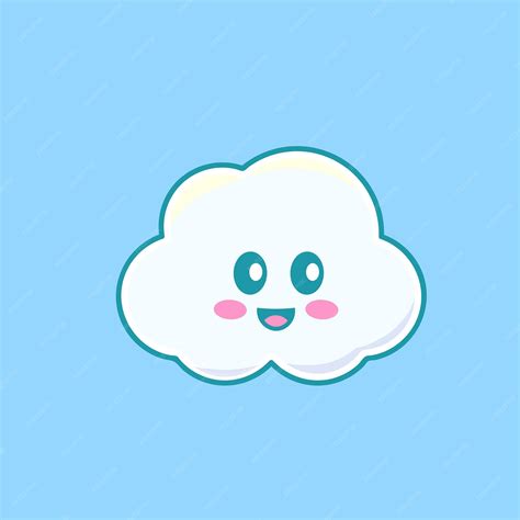 귀여운 구름 아이콘 로고 캐릭터 게임 행복 맑은 하늘 벡터 일러스트 클립 아트 만화 프리미엄 벡터