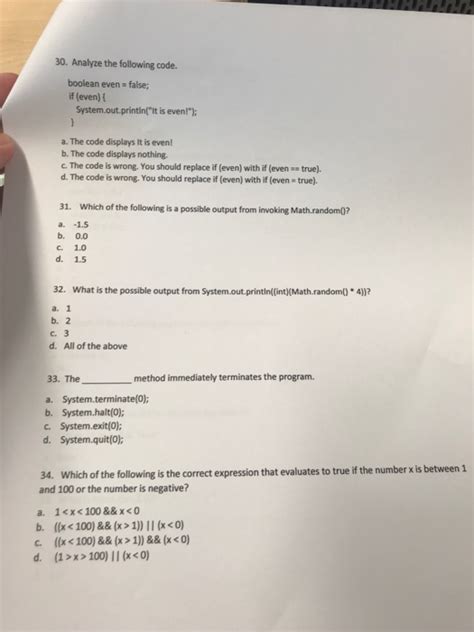 Solved Analyze The Following Code Boolean Even False Chegg